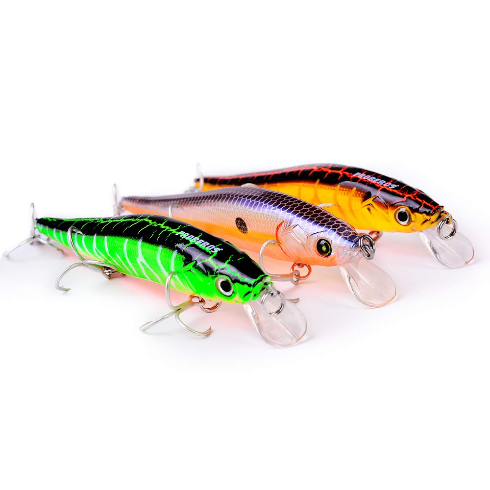 PROBEROS Minnow Bass Fishing Lures - Jerkbait Sinking Lure Set Hard Baits Crankbait for Trout Catfish Musky Bluegill Fishing Plug 6Pcs/kit