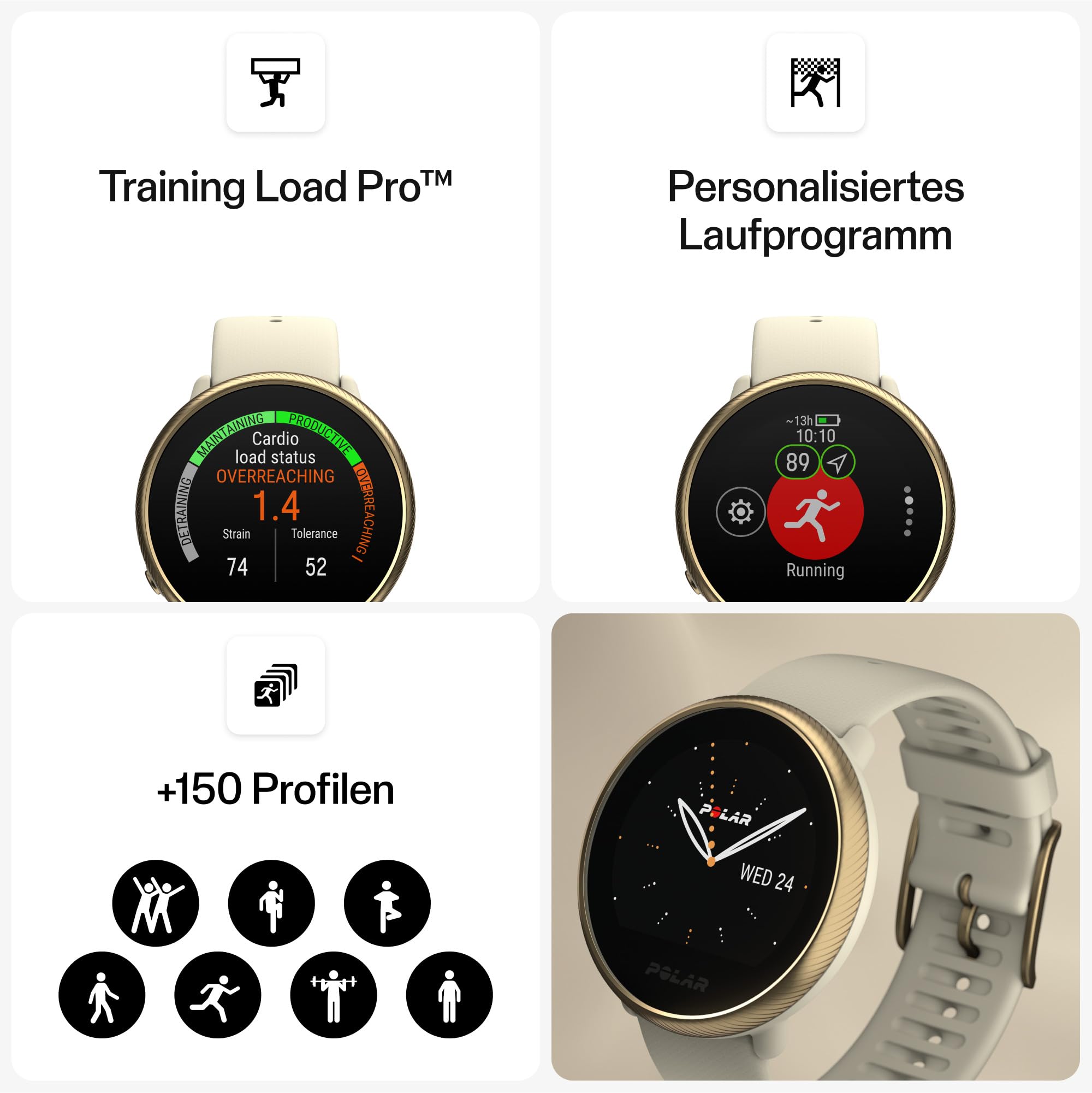 POLAR unisex adult Modern Polar Ignite 2 Fitness Smartwatch, Champagne Gold, S-L US