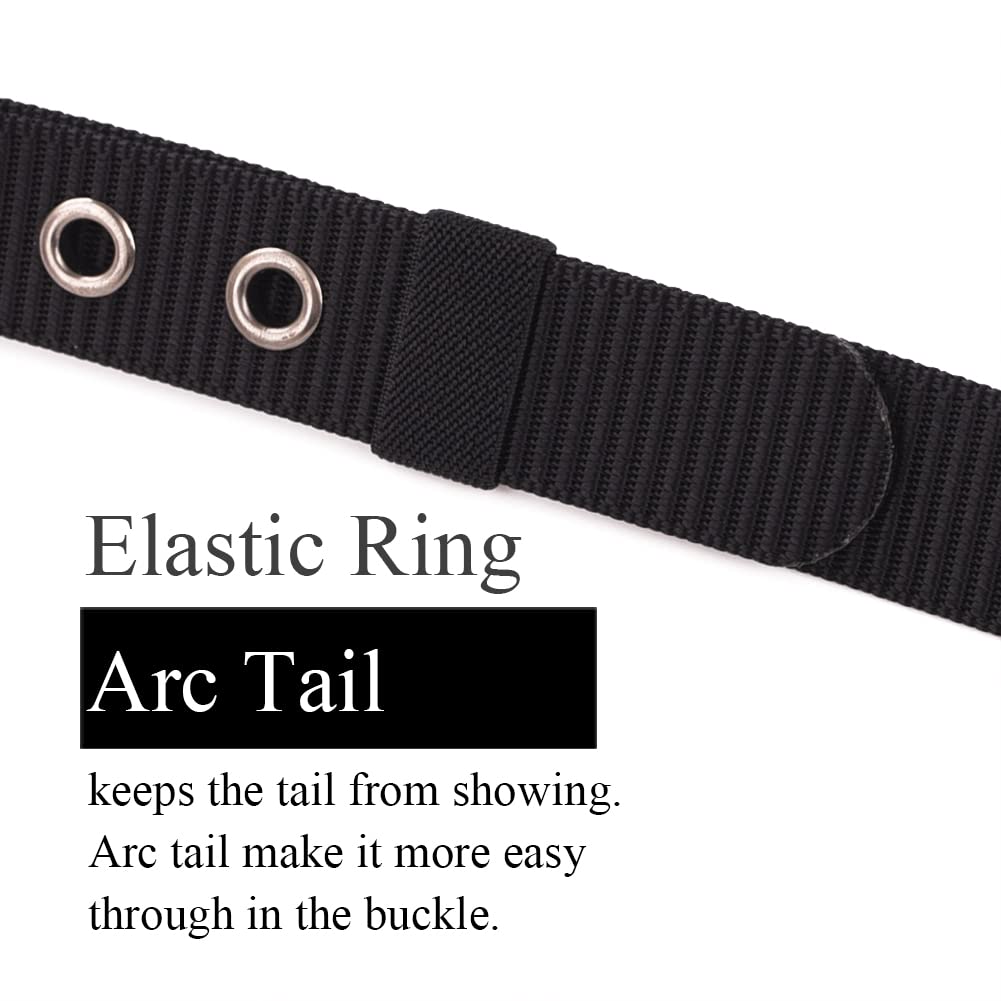 VISDEA Thick Nylon Belts for Men Heavy Duty Black Canvas Belts Width 3.5cm/12 holes (Black, 125cm Suit For Pant Size < 43'')