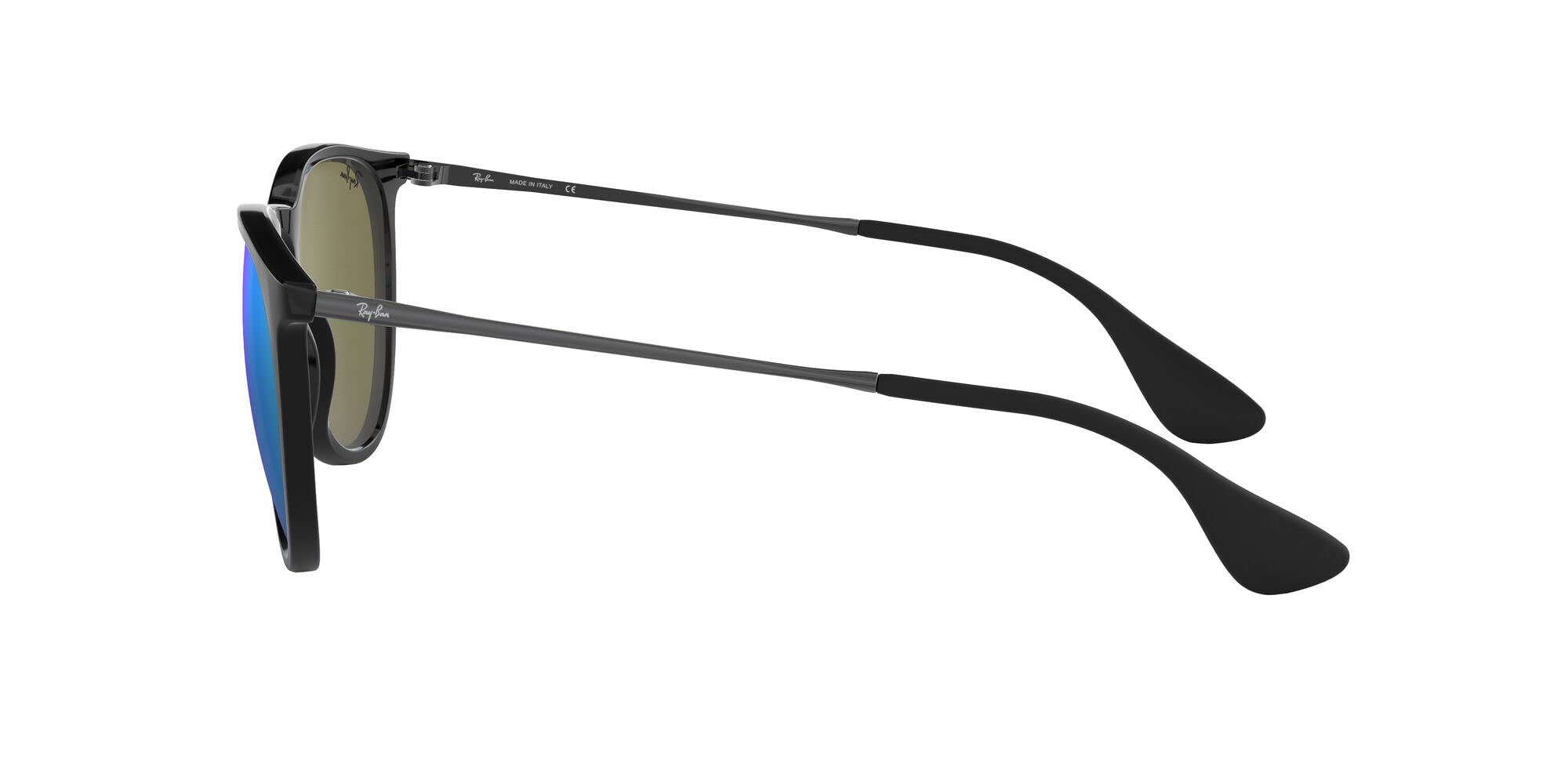 Ray-Ban RB4171 Erika Round Sunglasses, Black/Light Brown Mirrored Gold, 54 mm