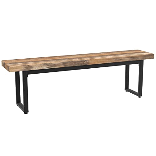 STHOUYN 59” Dining Bench Pair of 2 for 6-8 Person, Farmhouse Indoor Kitchen Table Benches, Bed Bench, Industrial Shoe Bench, Entryway Benches (Brown 2pcs)