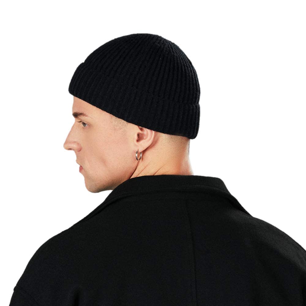 ROYBENS 2pcs Swag Wool Fisherman Beanies for Men, Knit Short Watch Cap Winter Warm Hats