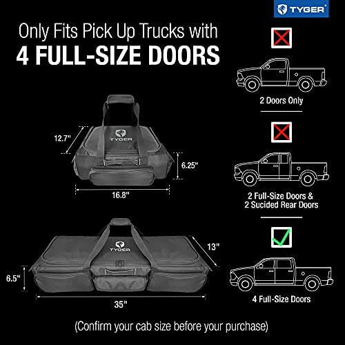 Tyger Rear Underseat Cargo Storage Bags Organizer Large & Small Size Combo (5.5 & 13 Gallons) Compatible with Ford, Chevy, Ram and Toyota Crew Cab Full Size Pickup Trucks | TG-CB3U2218