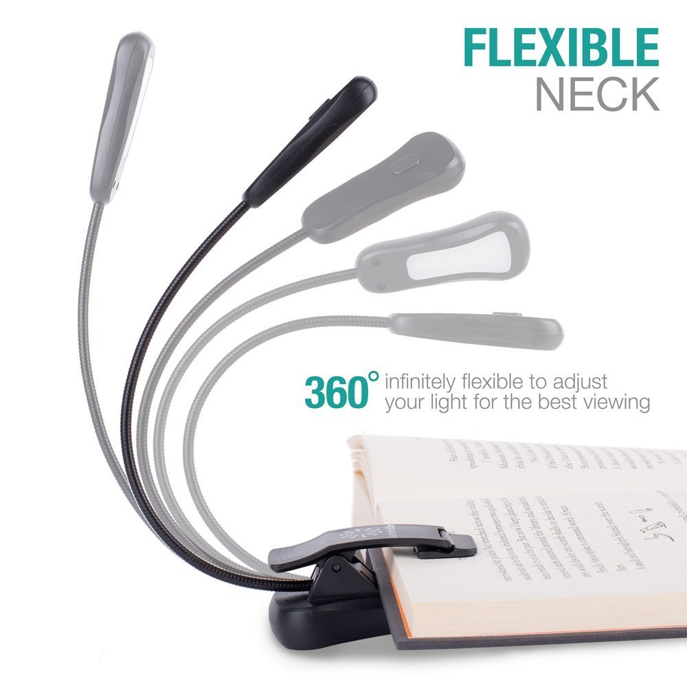 Vekkia/LuminoLite Rechargeable Book Light, Reading Lights for Books in Bed, 3 Colortemperature × 3 Brightness, Clip on Book, Up to 70 Hours Lighting, Great for Readers, Travel (Black)