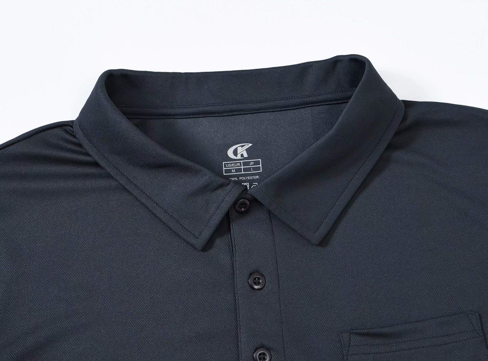 Tyhengta Mens Polo Shirt Short Sleeve Quick Dry Performance Lightweight Tactical Shirts Darkgrey Large