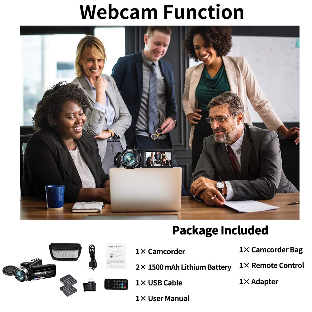 SEREE Camcorders Video Camera 18X Digital Zoom Volg Camera Full HD 1080P 30FPS Vlogging Camera Digital Camcorder with Two Batteries