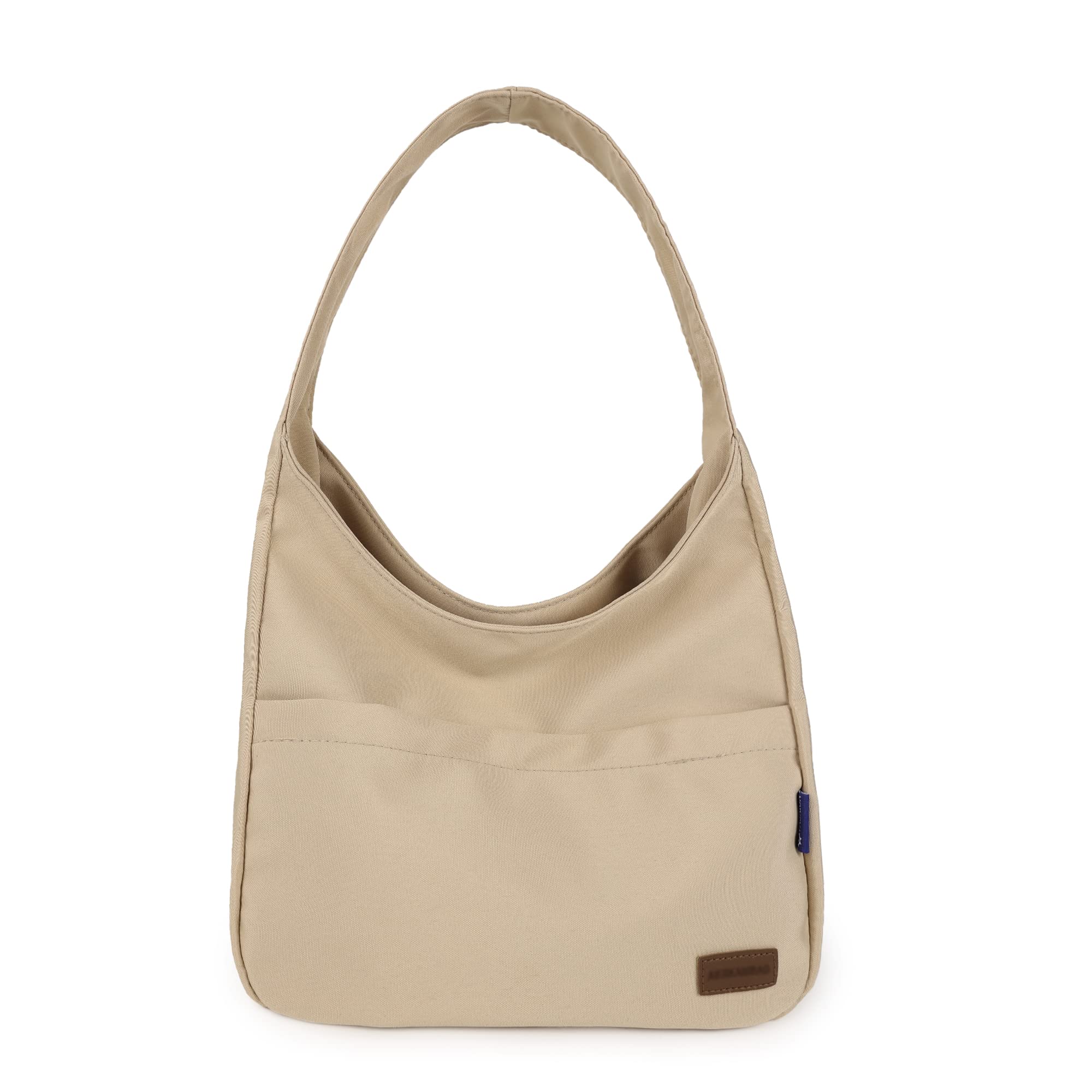 Women Nylon Tote Bag Large Hobo Handbag Casual Shoulder Bag with Pockets for Travel Work Shopping (Khaki)