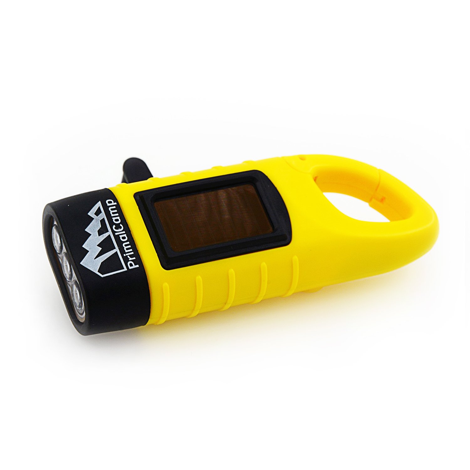 PrimalCamp Hand Crank Solar Powered Rechargeable LED Flashlight: Survival Gear Self Powered Charging Torch & Dynamo - Best for Fishing Boating Hiking Backpack Camping Safety Weather Emergency Pack
