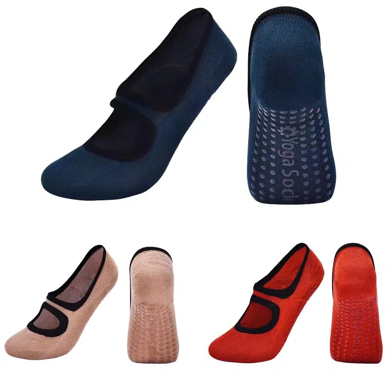 XCellent Choice 2Pairs Non Slip MaryJane Toe Socks for Yoga, Barre, Dance, Trampoline, Workout, Hospital (Blue)