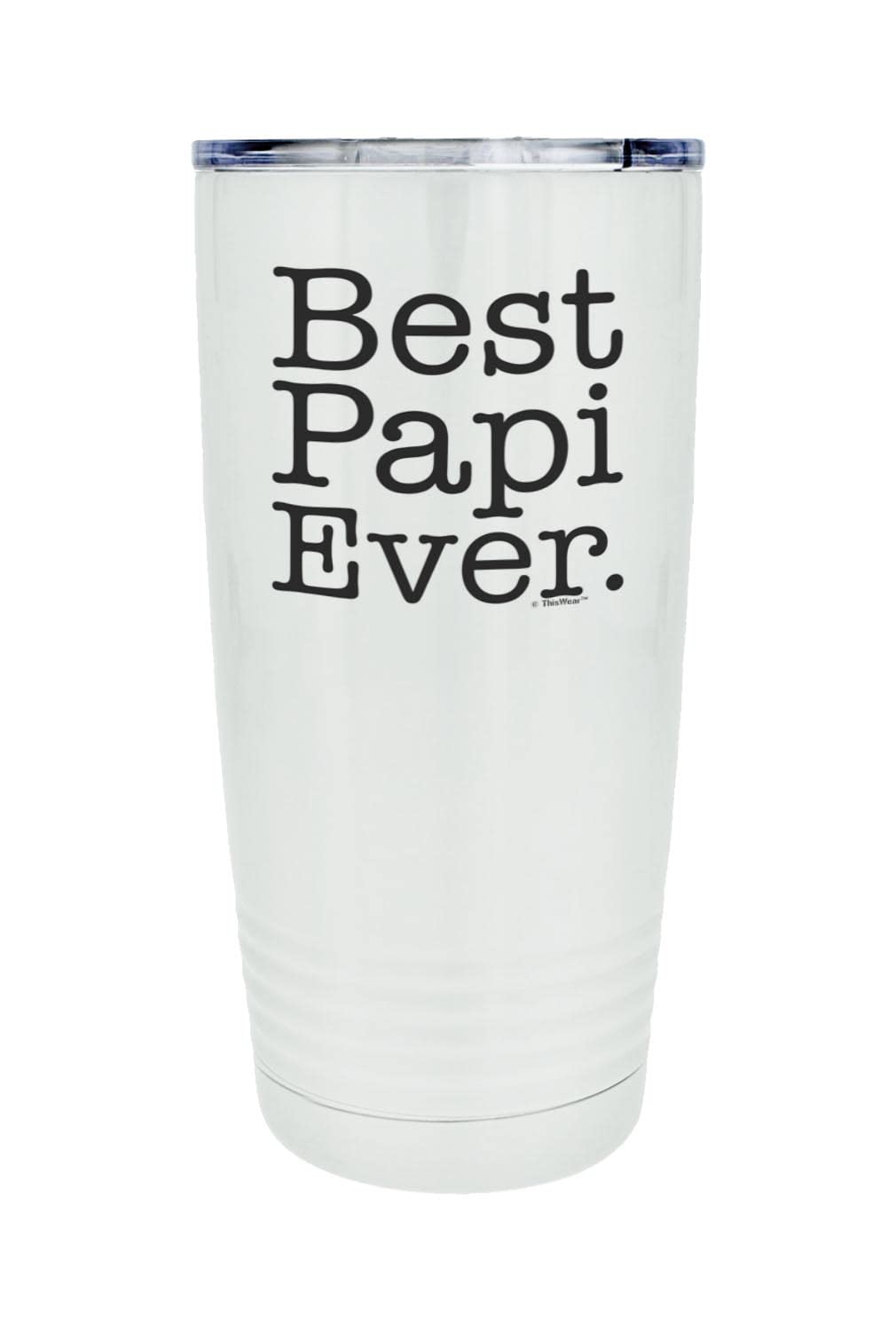 ThisWear Travel Mug For Best Papi Ever 20oz. Stainless Steel Insulated Travel Mug With Lid White