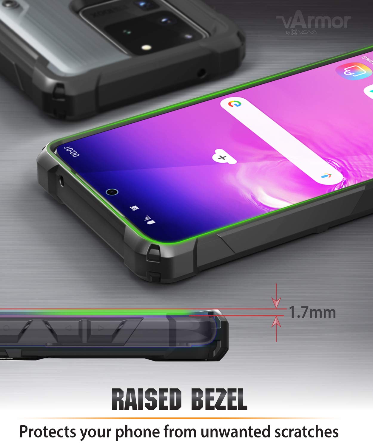 Vena vArmor Rugged Case Compatible with Samsung Galaxy S20 Ultra (6.9"-inch), (Military Grade Drop Protection) Heavy Duty Holster Belt Clip Cover with Kickstand - Space Gray