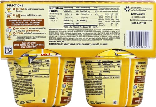 Velveeta Shells & Cheese Original Microwavable Macaroni and Cheese Cups (4 ct Pack, 2.39 oz Cups)