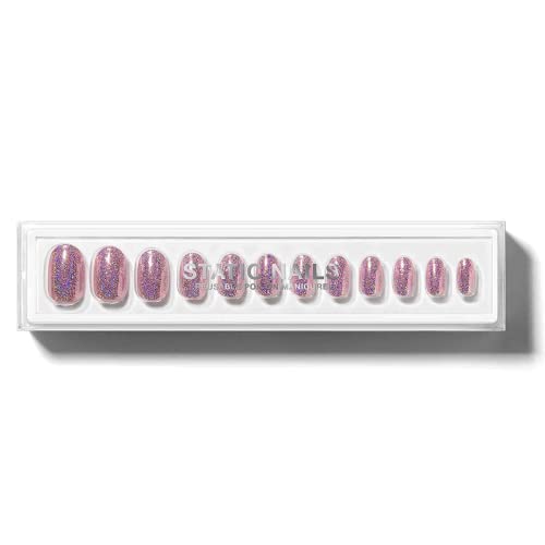 Static Nails Reusable Pop-On Manicure Set, Non-Damaging Glue-On Nails (Super Holo Round) - False Nails with Static Nail Glue, Nail Set, Fake Acrylic Press On Nails