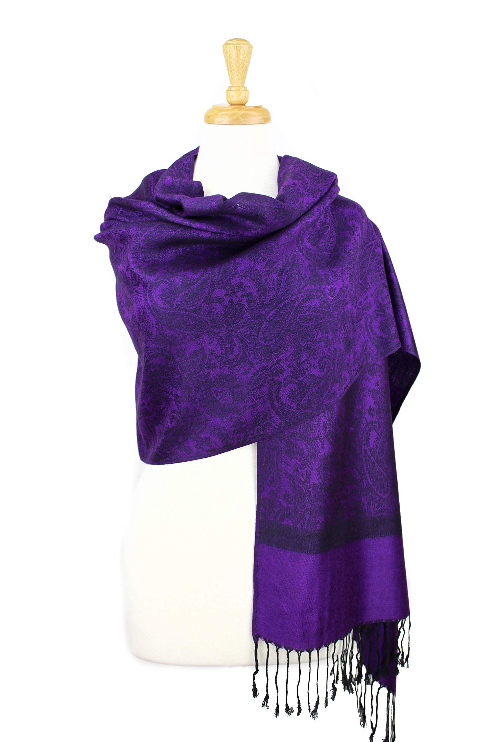 PASKMLNA Paisley Jacquard Pashmina Shawl Wrap Scarf Stole (Purple-black01872)