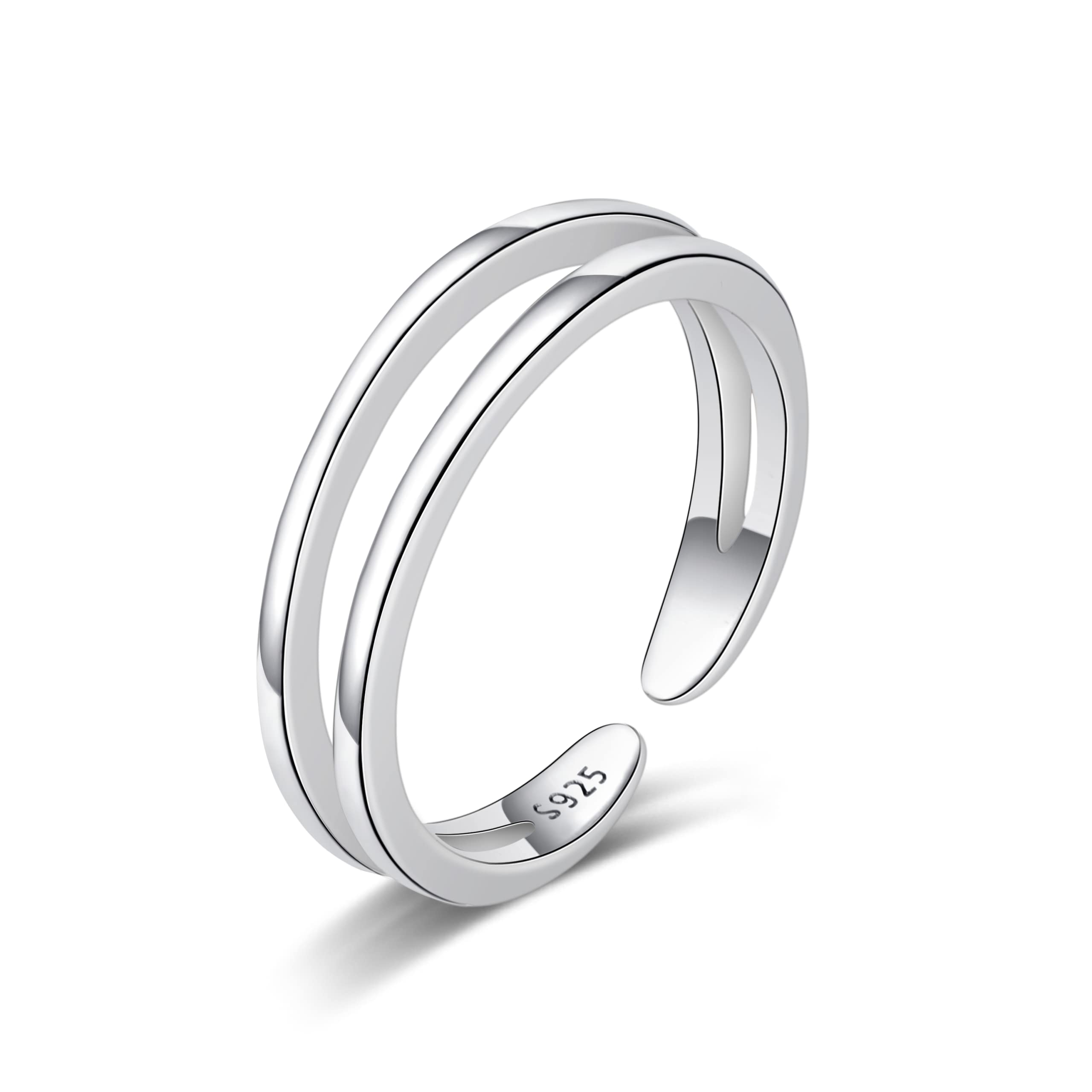 ZOERAY 925 Sterling Silver Toe Ring for Women Adjustable Open Cuff Toe Ring Band Minimalist Platinum Plating Toe Rings Foot Jewelry