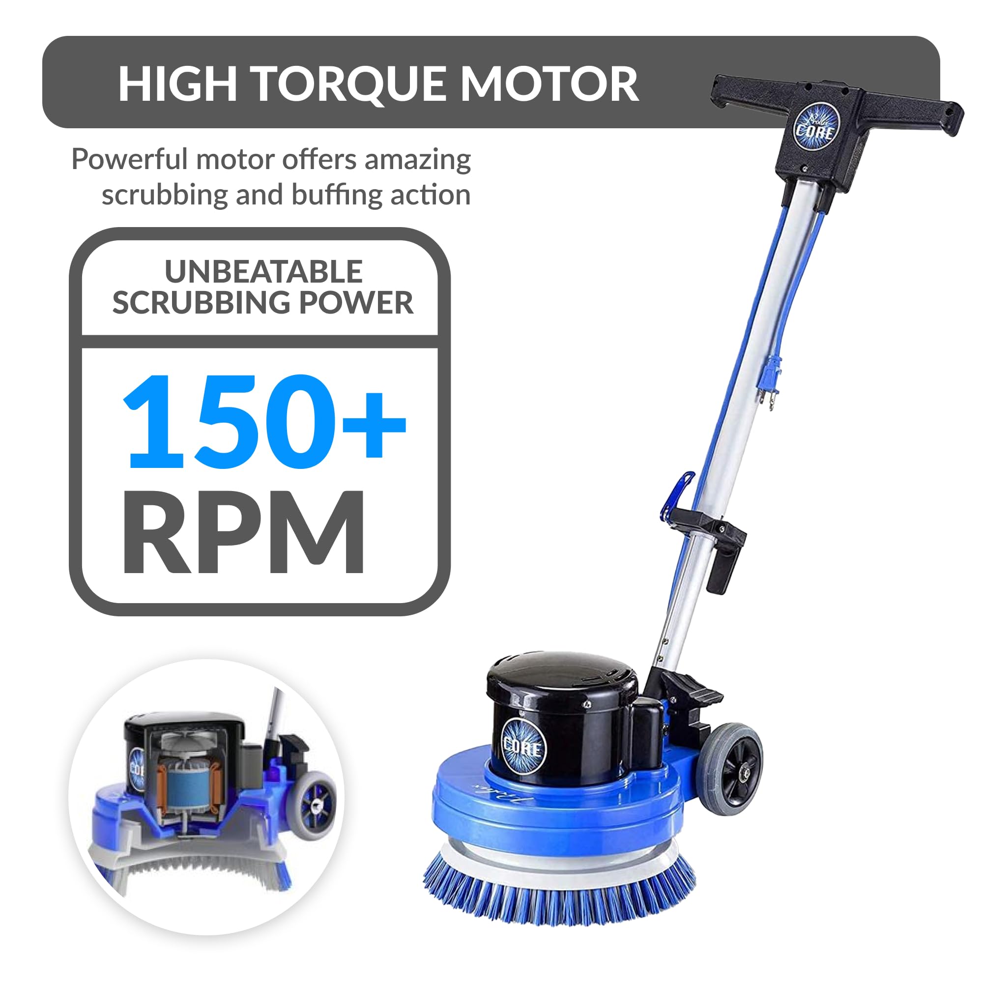 Prolux Core Medium Duty Single Pad Commercial Polisher Floor Buffer Machine Tile Scrubber, 13 Inch Medium Duty