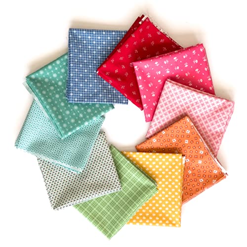Prim Fat Quarter Bundle (10 Pieces) by Lori Holt for Riley Blake 18 x 21 inches (45.72 cm x 53.34 cm) Fabric cuts