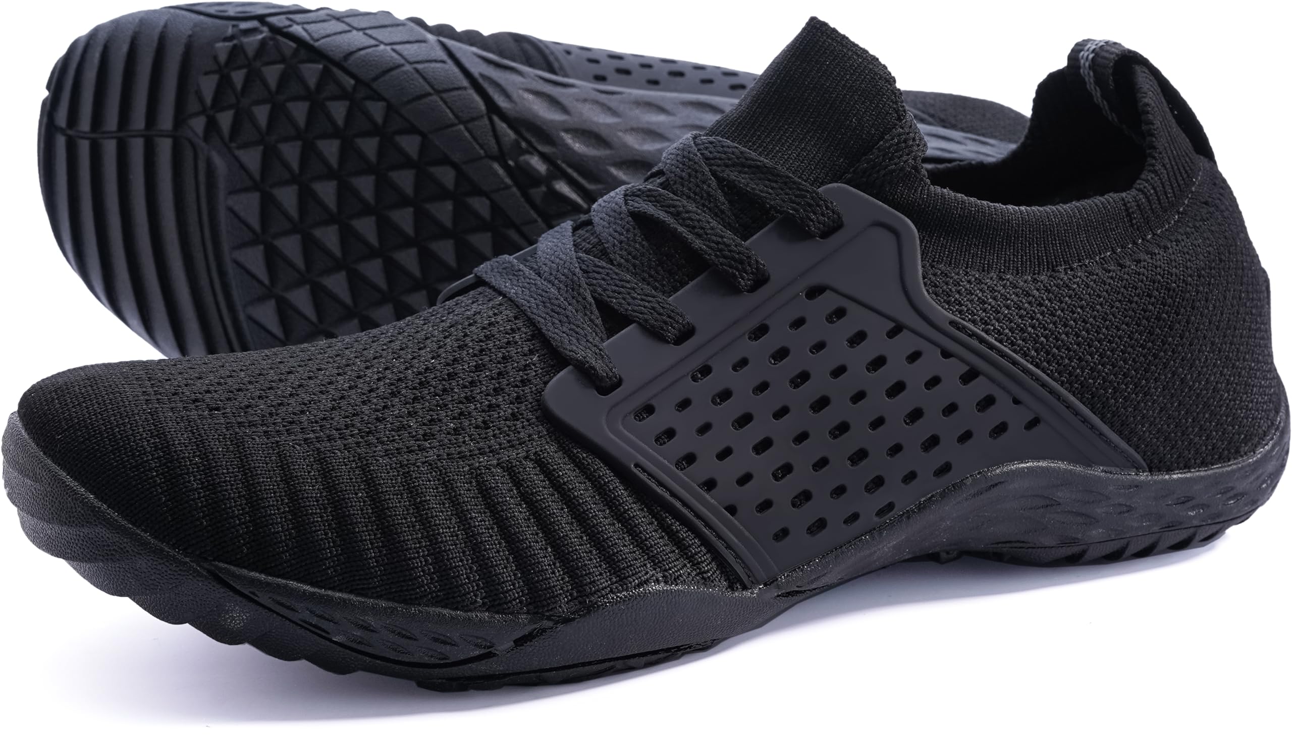 WHITIN Women's Low Zero Drop Shoes Minimalist Barefoot Trail Running Camping Size 7.5-8 Wide Toe Box Female Fitness Workout Sneaker Lightweight Black 38