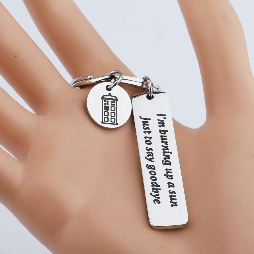 Police Box Charm Jewelry I’m Burning Up a Sun Just to Say Goodbye Keychain (Burning Up a Sun)