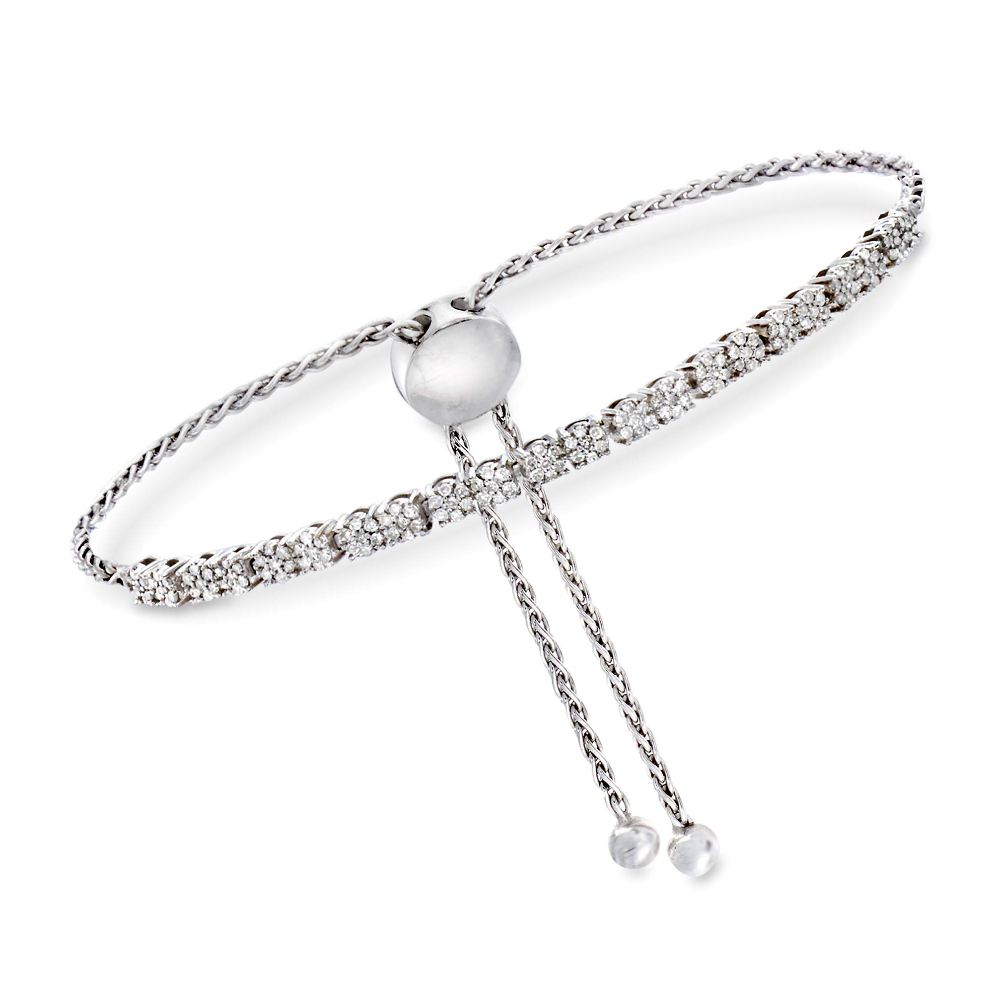 Ross-Simons 0.50 ct. t.w. Diamond Cluster Bolo Bracelet in Sterling Silver
