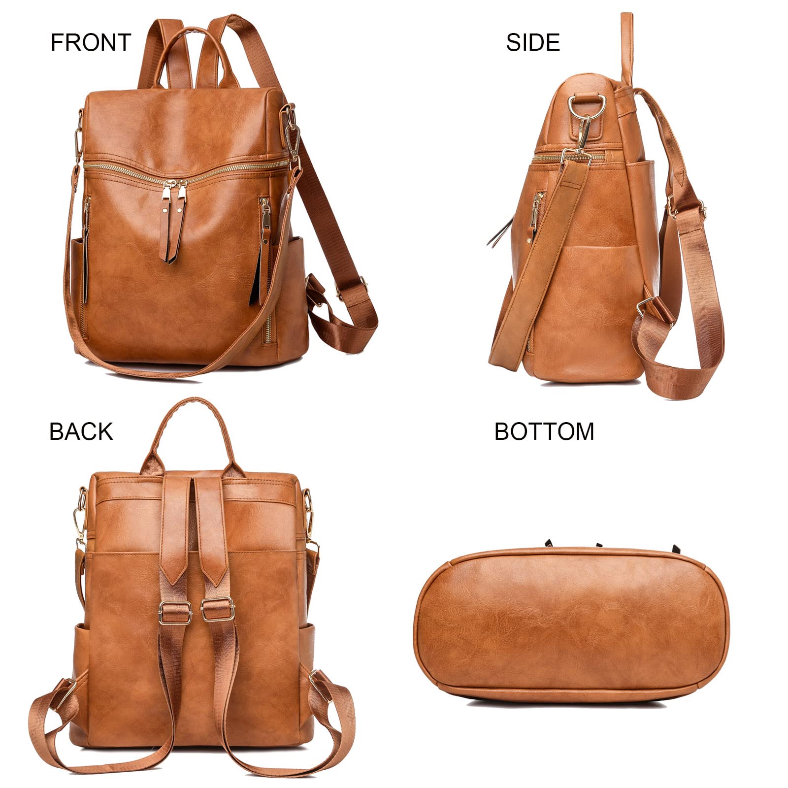 XHUMORG Backpack Purse for Women Leather Medium Size Fashion Convertible Satchel Ladies Shoulder Bag Handbag Set