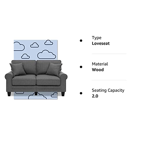 Serta Copenhagen Love Seats, 61" Loveseat, Dark Gray