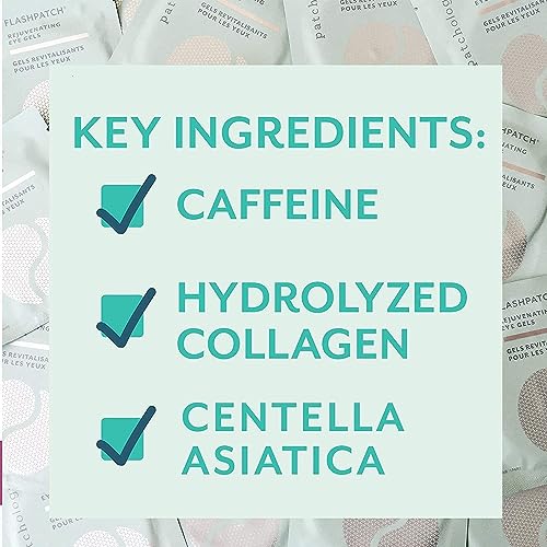 Patchology Rejuvenating Under Eye Gels - Hydrating Eye Mask w/Caffeine, Hydrolyzed Collagen & Centella Asiatica- Under Eye Patches For Dark Circles - Minimize Puffiness & Wrinkle Reducer - 30 Pairs