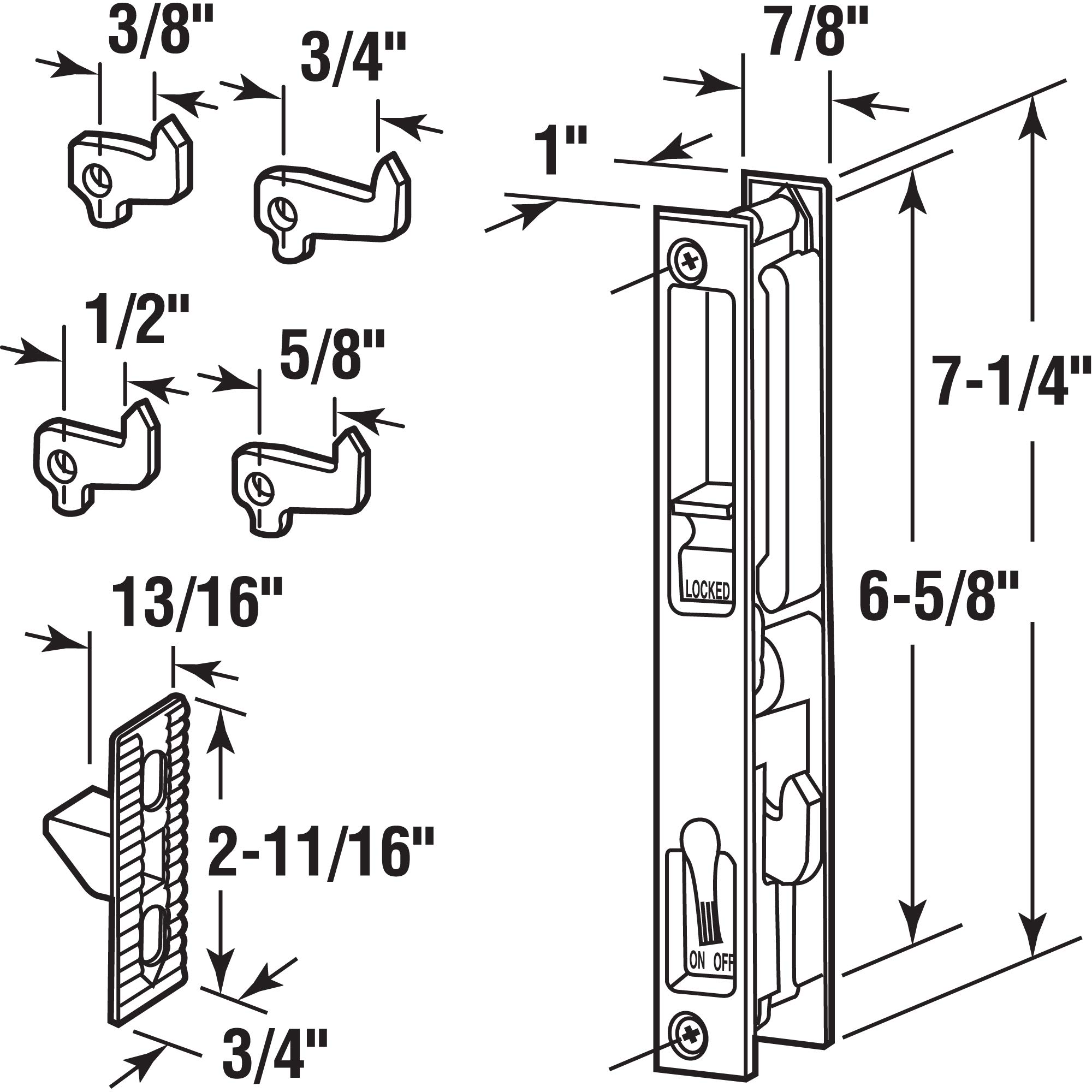 Prime-Line Sliding Door Flush Handle, Black Diecast, 1 Set MP1043