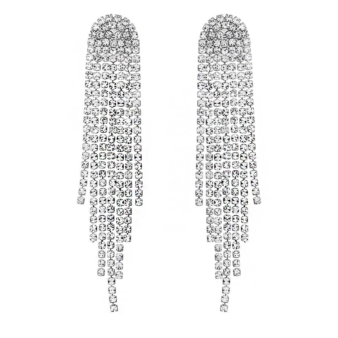 SELOVO Clear Austrian Crystal Chandelier Tassel Long Statement Dangle Earrings Drop Earrings Dangly Earrings Dangling Earrings for Women Silver Tone