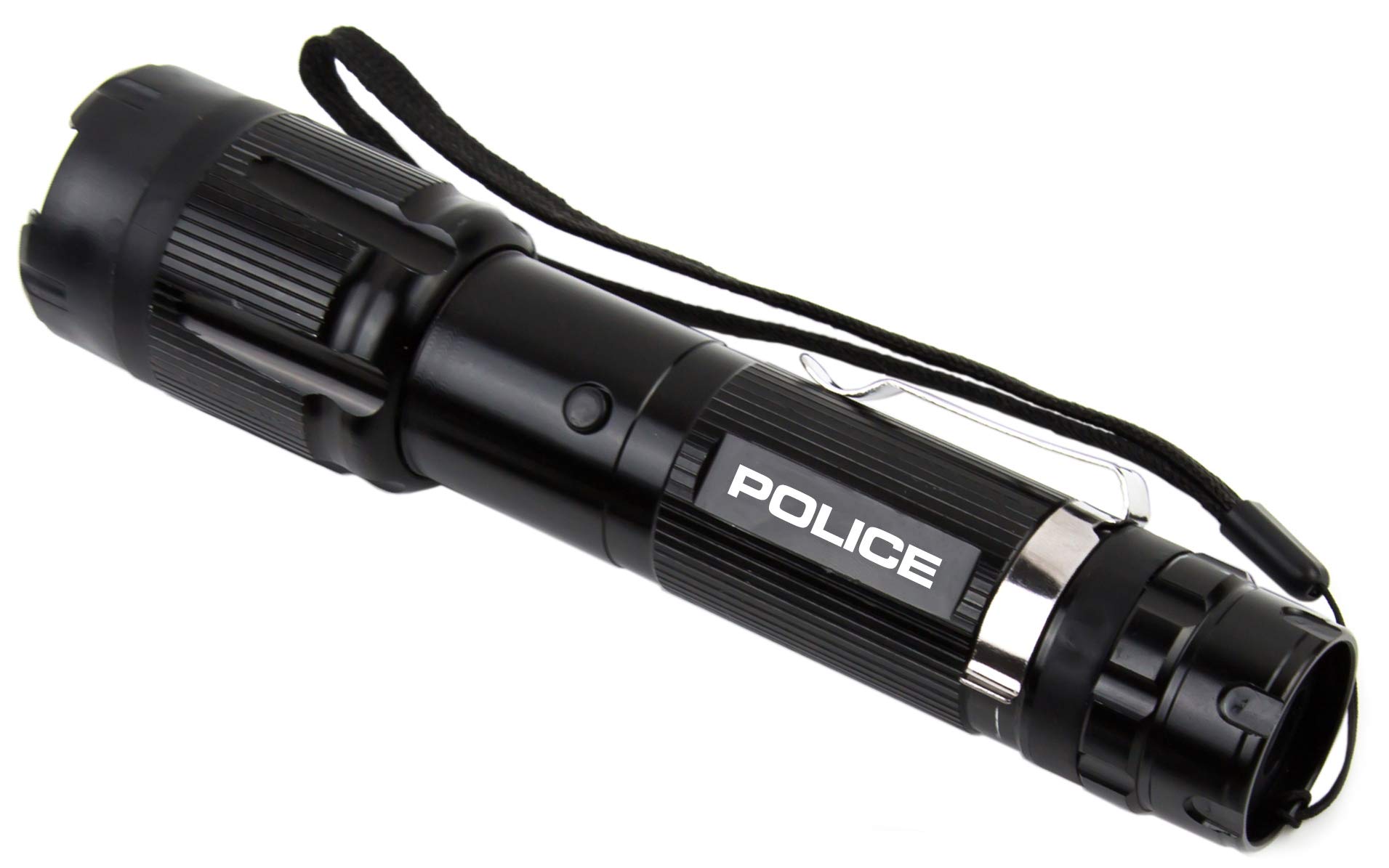 Police Stun Gun 1159 - Aluminum Rechargeable with LED Flashlight, Black