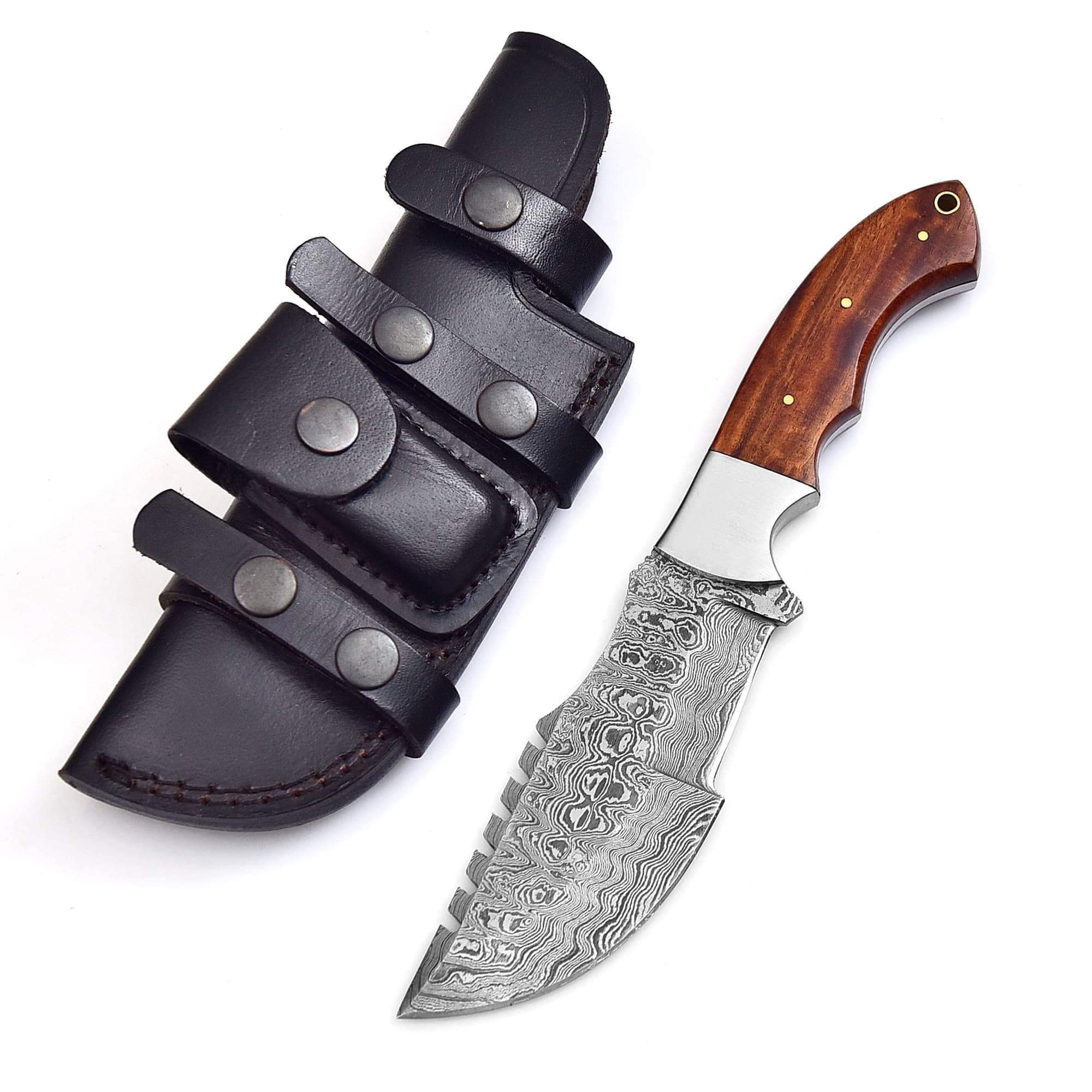 Poshland TR- 63 Custom Handmade Damascus Steel Tracker Knife - Stunning Handle.