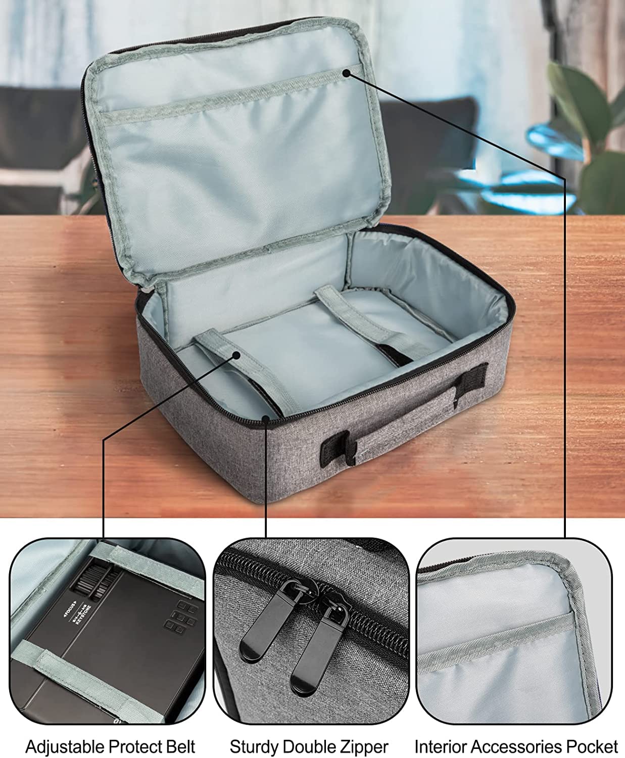 Projector CarryingCase , Compatible with Projector Bag with Accessories Pockets, Grey12 x 7.5 x 4 Inches