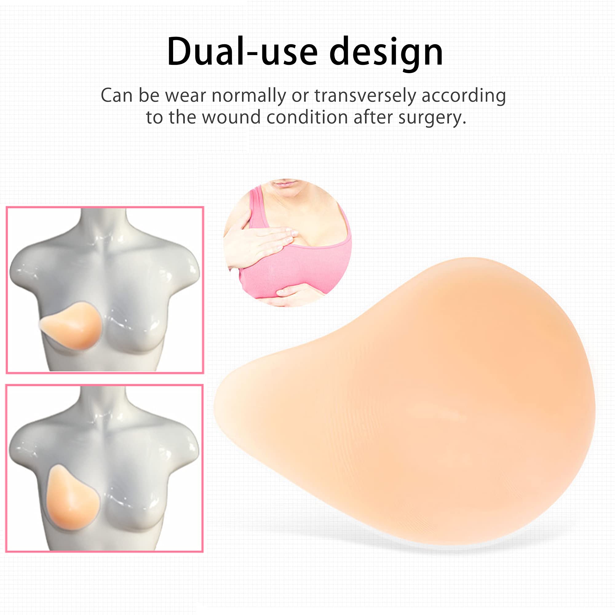 OMMITO Silicone Breast Form Mastectomy Prosthesis Bra Insert Pad Enhancer Crossdresser Transgender 1 Piece Right 210g