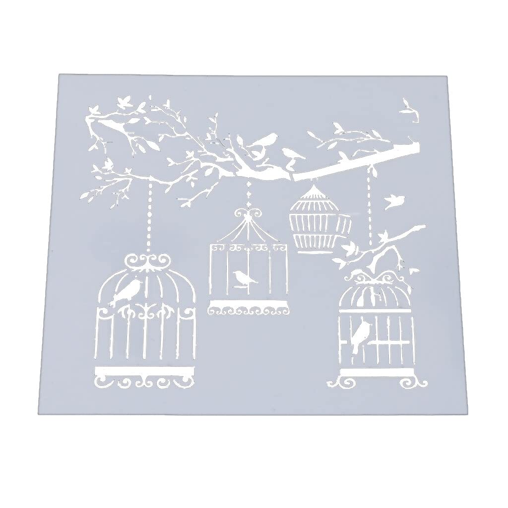 U-K Bird Cage DIY Crafts Stencil for Painting Scrapbooking Embossing Gift Paper Cards Template Scrapbooking Tool Portable