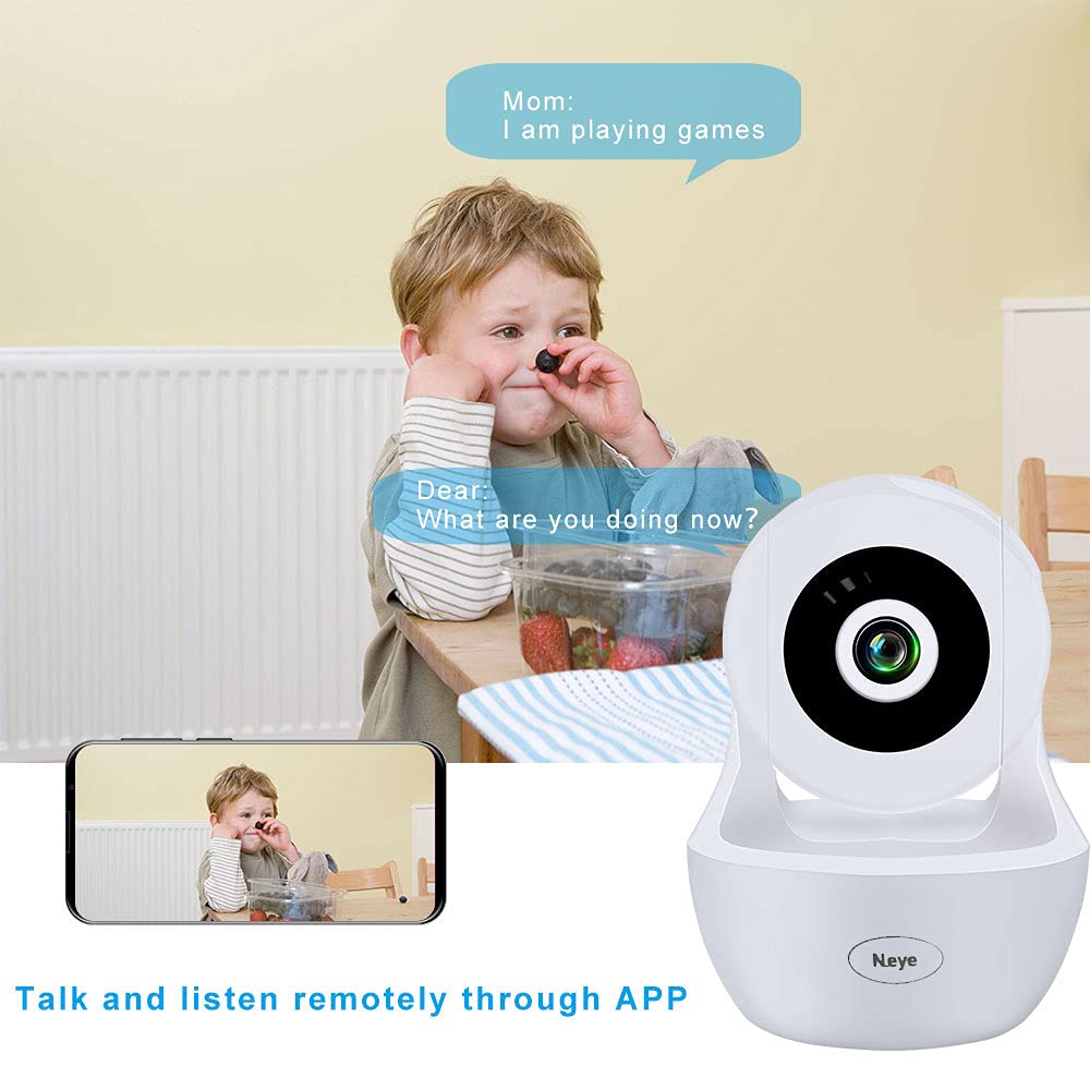 WiFi Security Home Camera,Baby Monitor Wireless IP Camera with Night Vision Two Way Audio Cloud Storage, Supports 5G WiFi,up to 128GB(White) Indoor Camera