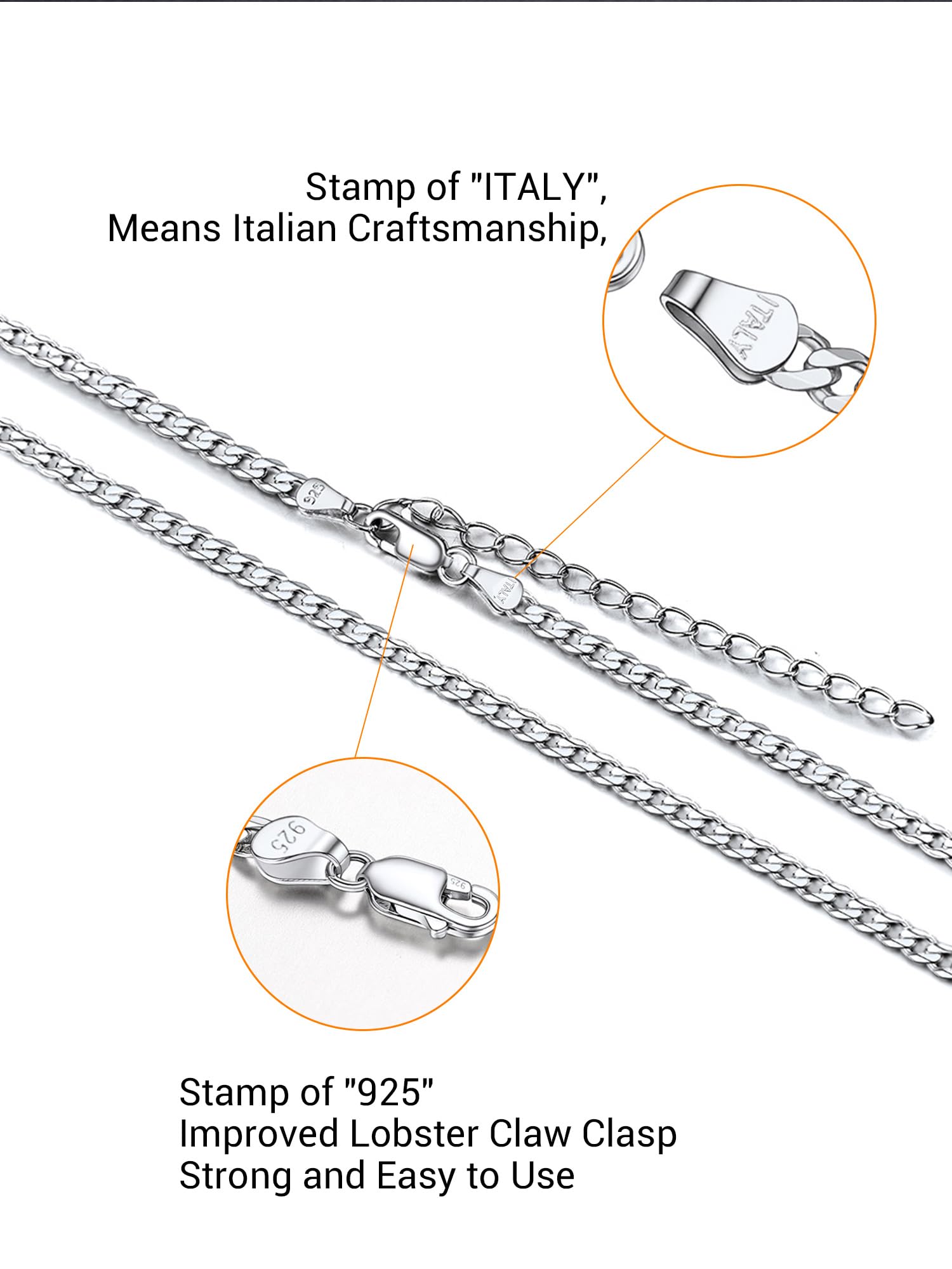 PROSTEEL 925 Sterling Silver Chain Necklace for Men Cuban Link Chains Necklace Dainty 14 inch Mens Layered Necklaces