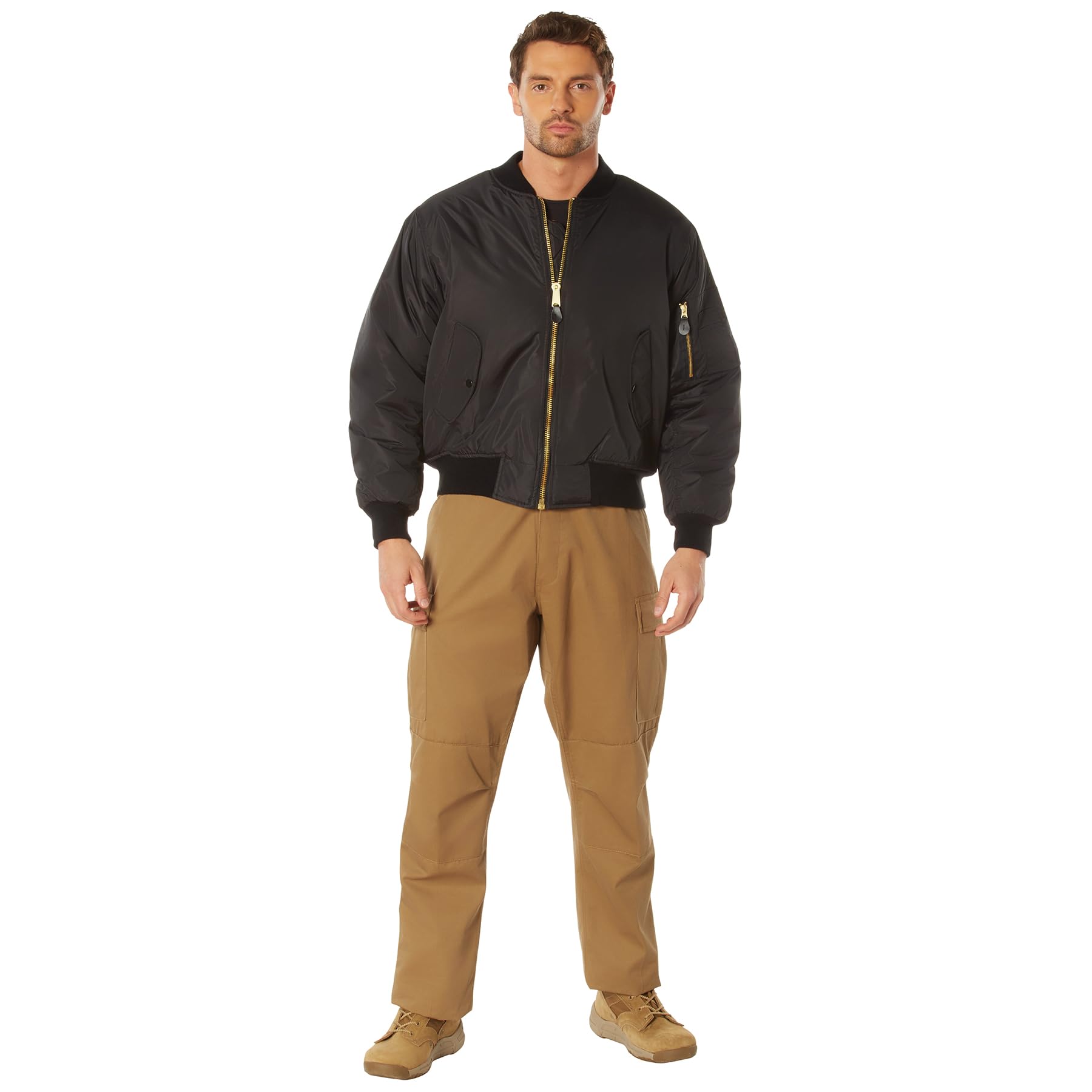 Rothco Enhanced Nylon MA-1 Flight Jacket (US, Alpha, X-Large, Regular, Regular, Black)