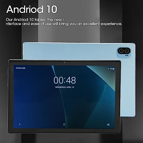 SHYEKYO Smart Tablet, Octa Core 7000mAh 8GB RAM 256GB ROM Dual Speakers WiFi Tablet with OTG Cable for Reading Game (Blue)