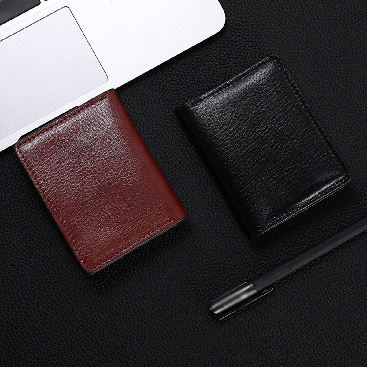 ZEBFYM Wallets for Men, Multifunction Cowhide Small Wallets, Genuine Leather Business Men's Wallets, Card Cases & Money Organizers (Color : Brown)