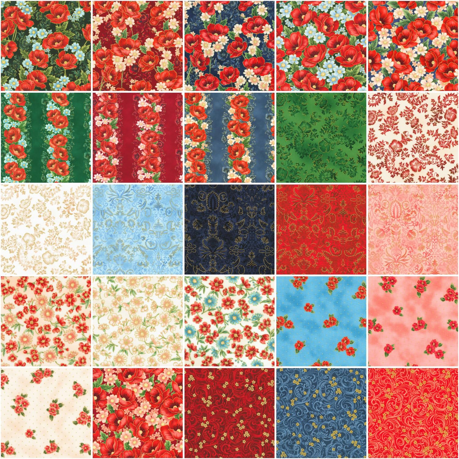 Poppy Hill Roll Up 40 2.5-inch Strips Jelly Roll Robert Kaufman Fabrics RU-1189-40