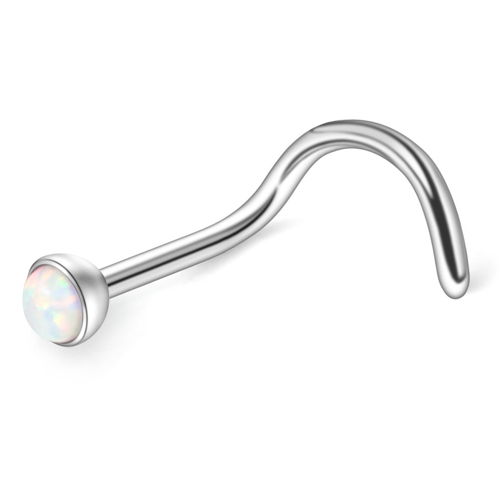 Ruifan 4PCS 18G 316L Surgical Steel 2.5mm Jeweled Mix Color Opal Nose Screw Studs Rings Pin Piercing Jewelry