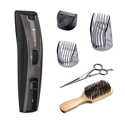 Remington MB4045B The Beardsman: Beard Boss Full Beard Trimmer Kit, Precise Detail Groomer (6 pieces), Platinum, male