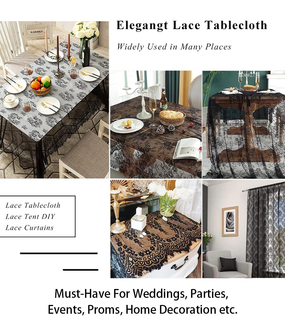 ShinyBeauty Lace Tablecloth Rectangular 60''x120'' White Floral Lace Tablecloth Rectangle Lace Table Clothes for Tea Party Lace Table Overlay Lace Fabric Table Cover for Wedding Reception