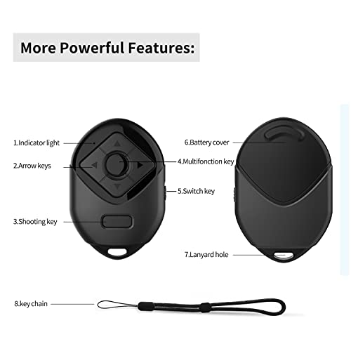 TIK TOK Bluetooth Remote Control,Kindle App Bluetooth Scrolling Page Turner for iPhone iPad Android, Camera Shutter Remote Control, 6 Buttons Support Tiktok Video Recording/Play/Pause/Give a Like