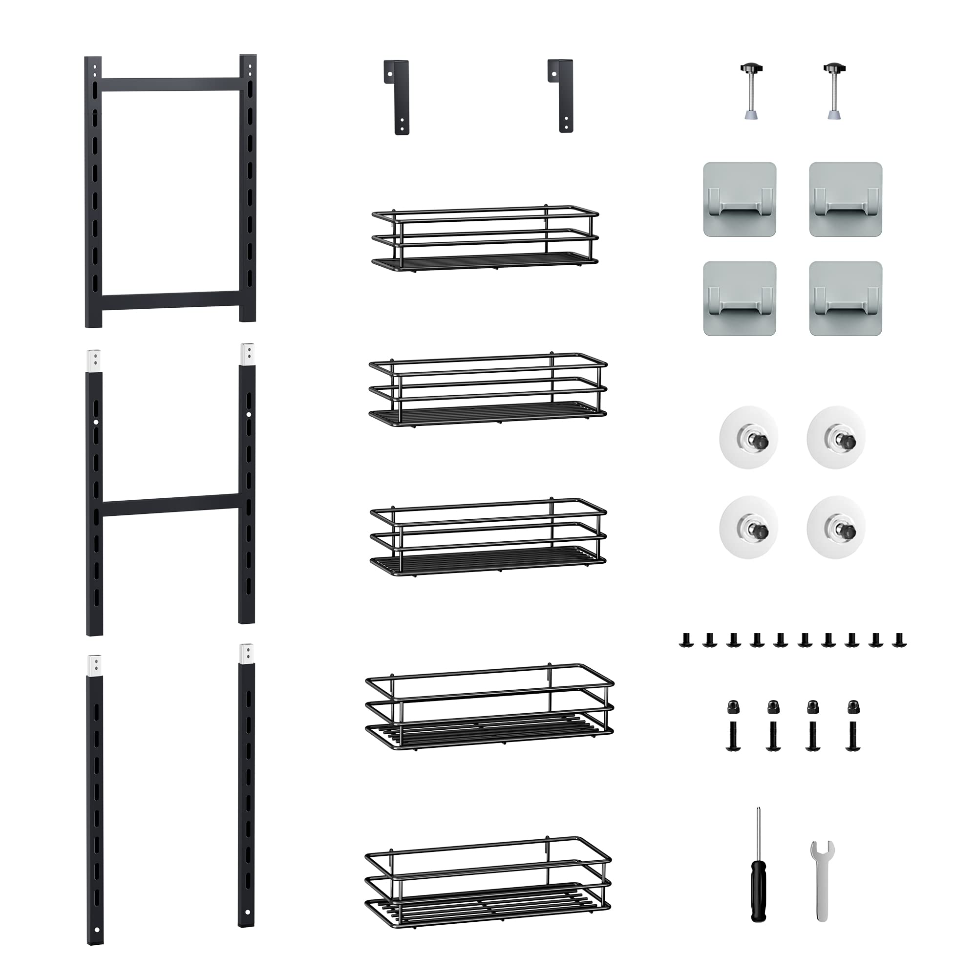Vetacsion Pantry Door Organizer 12 Inch Wide, 5 Tier Hanging Adjustable Over the Door Spice Rack For Narrow Space