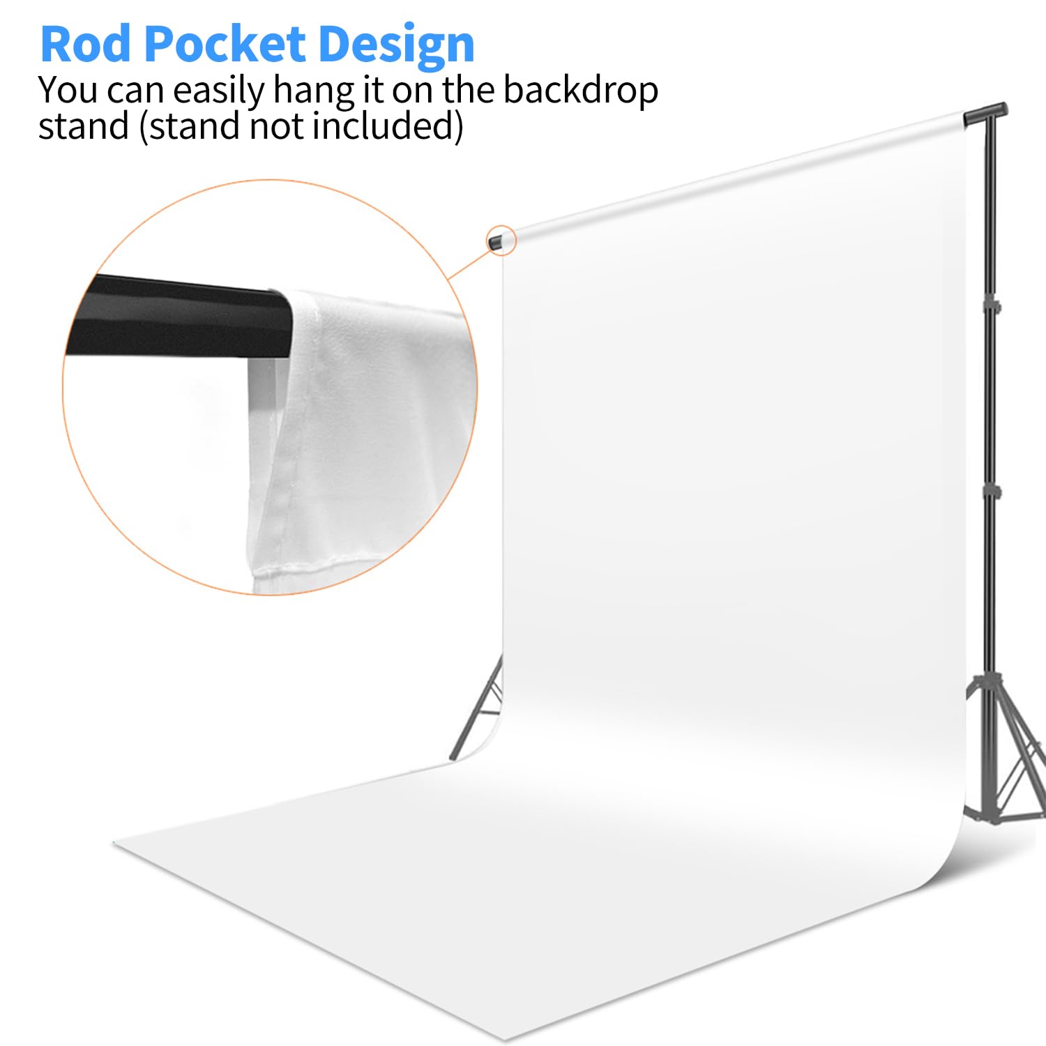 Photo Backdrop Curtains,White Backdrop for Photoshoot, Hemmotop 5x6.5ft White Photography Seamless Backdrops Background for Easter, Birthday Party, Pictures, Photos, Projector (Backdrop only)