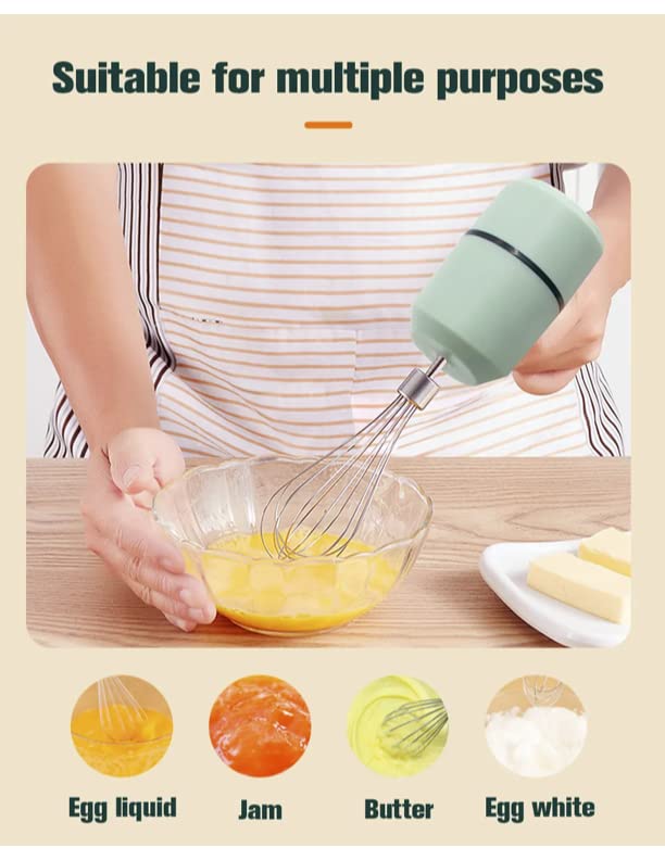 The Quick Mix: Electric Handheld Wireless Mixer - 3 Adjustable Speeds, 2 Stainless Steel Whisk Attachments, High-Power Mixing, Long Battery Life, USB-C Charging, Retractable Stand