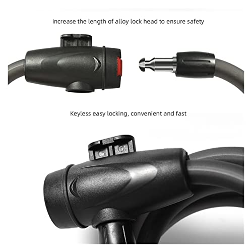 XFTD Bicycle Lock Bicycle Lock Five-Digit Code Lock Mountain Bike Road Bike Wire Lock Steel Cable Lock with Reflective Single Rim Lock Neutral Convenient and Practical (Color : Password Style 1.2m)