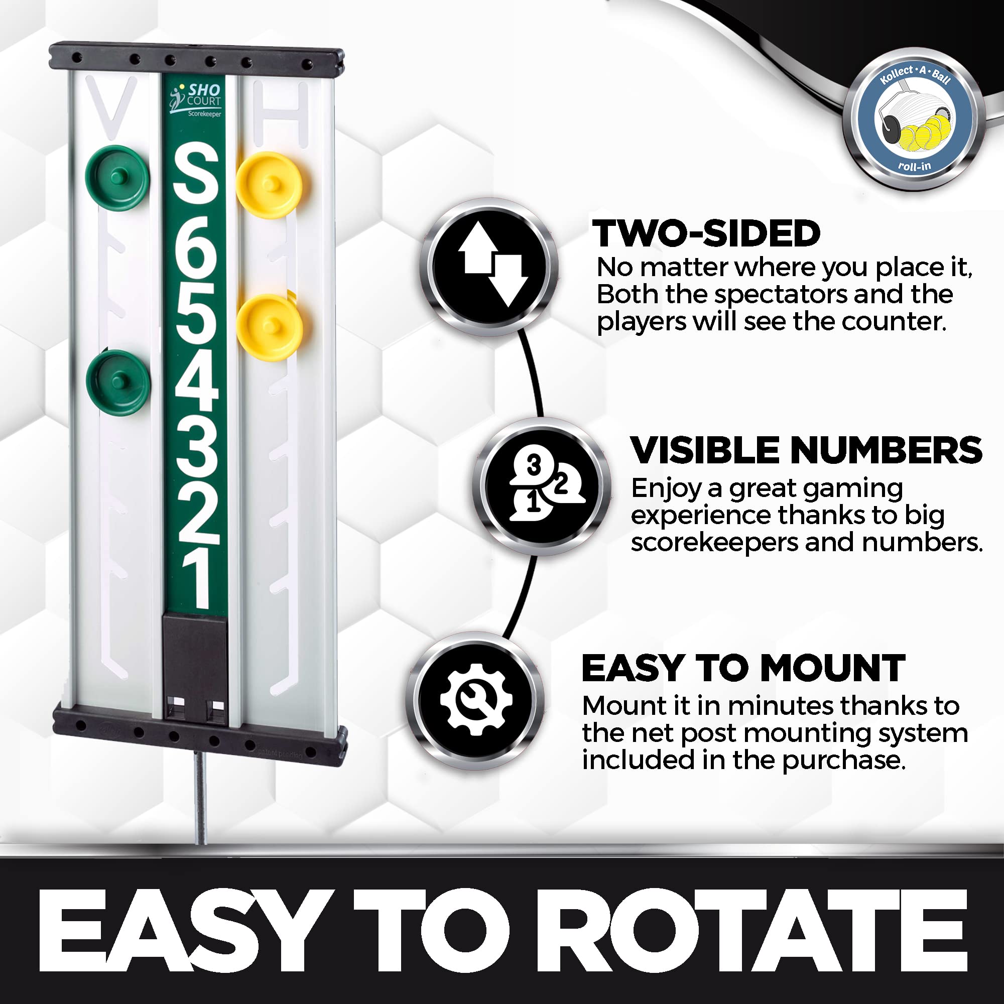 Sho Court Tennis Scorekeeper/Scoreboard (1 to 9 Games)