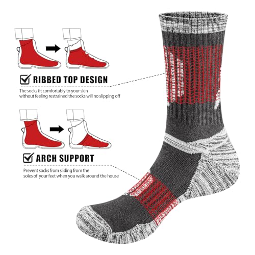 YUEDGE Men's Hiking Socks Moisture Wicking Casual Black Men Socks Cotton Cushioned Mid Calf Work Athletic Socks for Men Size 6-9, 5 Pairs
